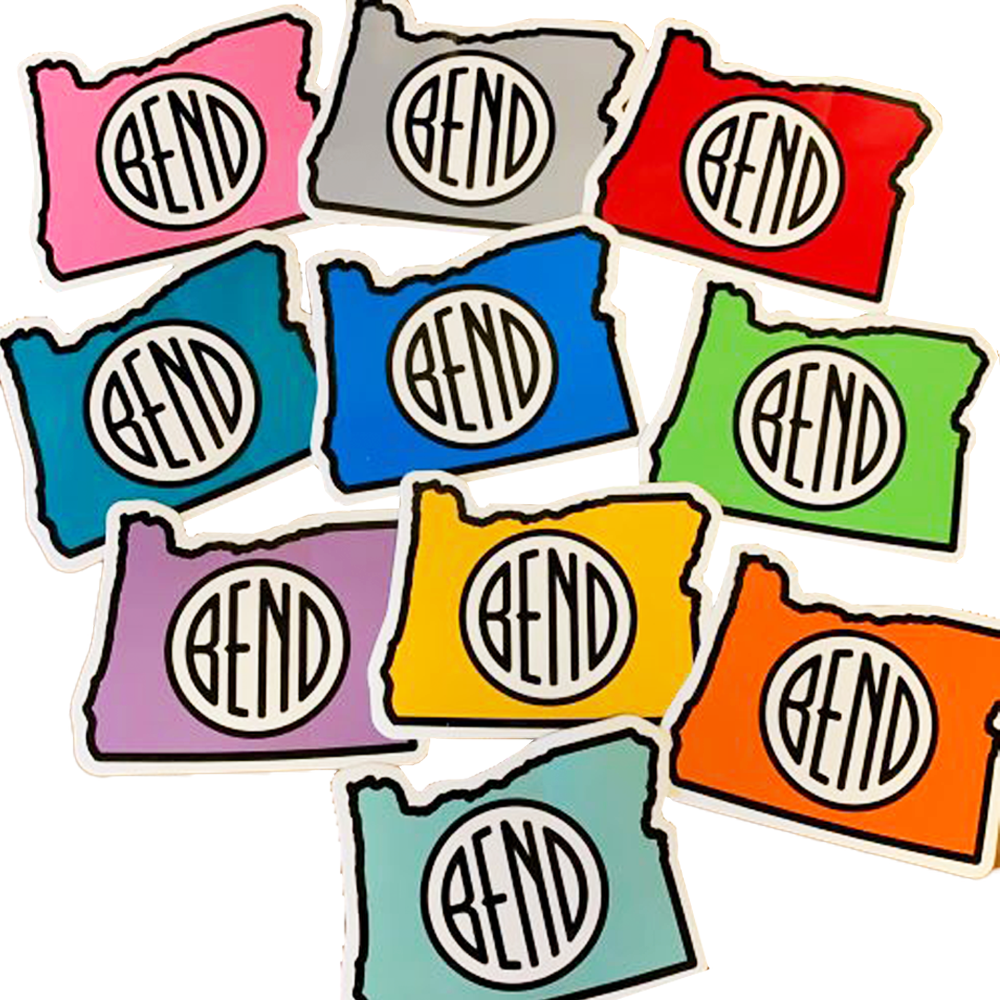 Bend Logo In Oregon Shape Sticker – The Bend Store