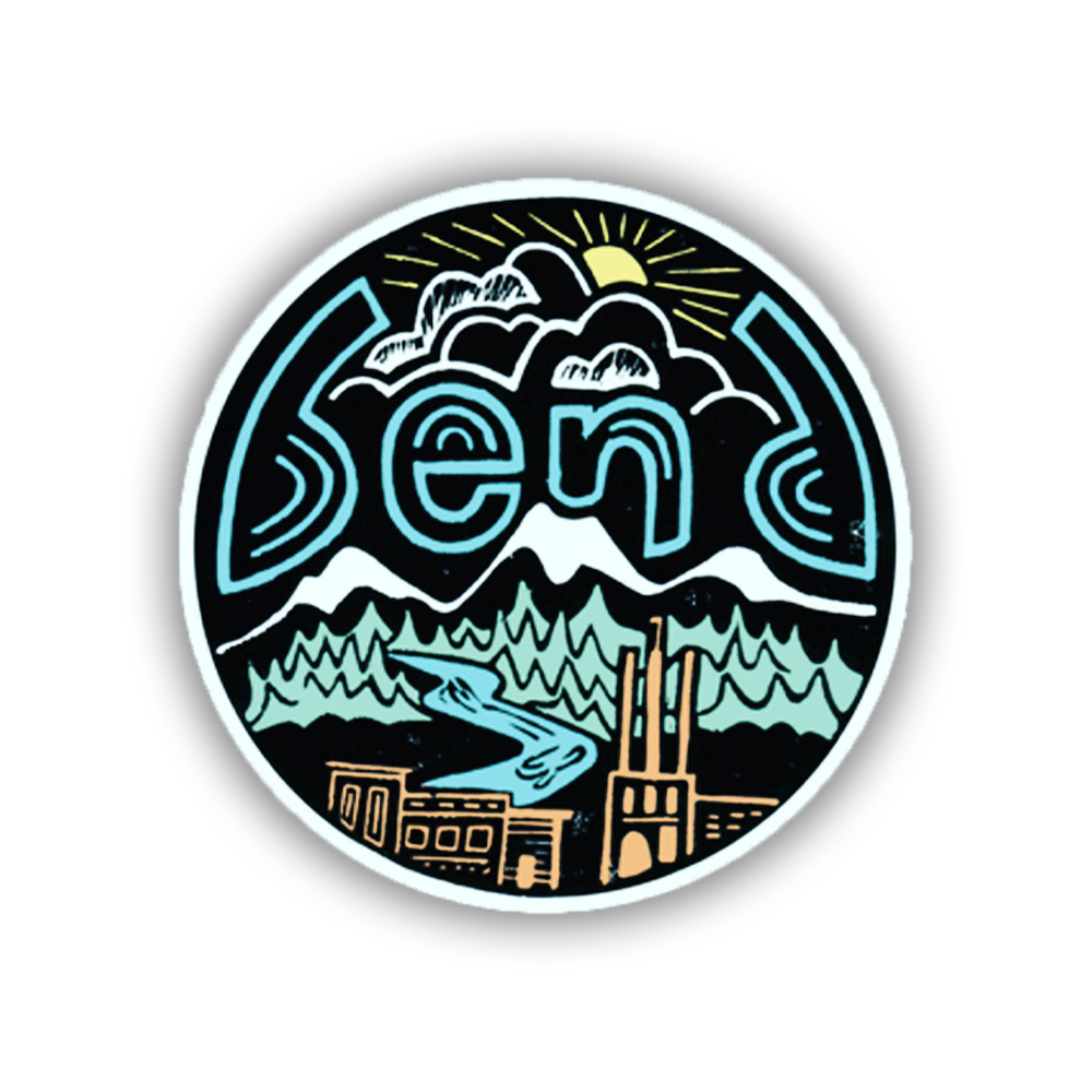 Bend Linocut Sticker – The Bend Store