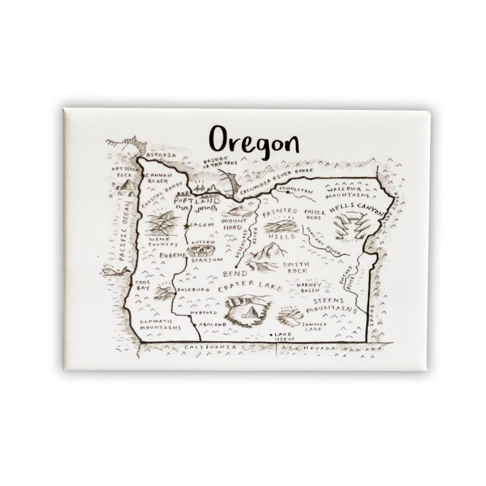 Map of Oregon Magnet – The Bend Store